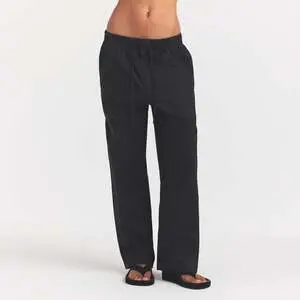 SKIMS Woven Cotton Oversized Straight Leg Pants - Onyx