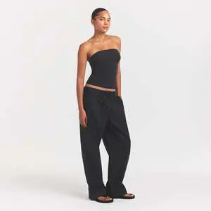 SKIMS Woven Cotton Oversized Straight Leg Pants - Onyx
