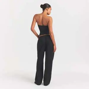 SKIMS Woven Cotton Oversized Straight Leg Pants - Onyx