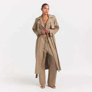 SKIMS Oversized Trench Coat In Woven Cotton - Desert
