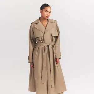 SKIMS Oversized Trench Coat In Woven Cotton - Desert