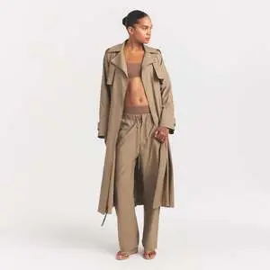 SKIMS Oversized Trench Coat In Woven Cotton - Desert