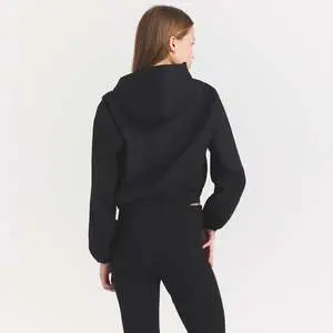 SKIMS Woven Cotton Cropped Zip Up Jacket - Onyx