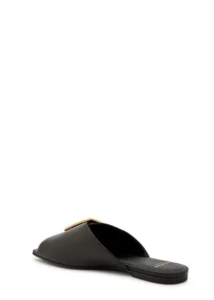 Balmain Oversized Buckle Leather Sandals - Black