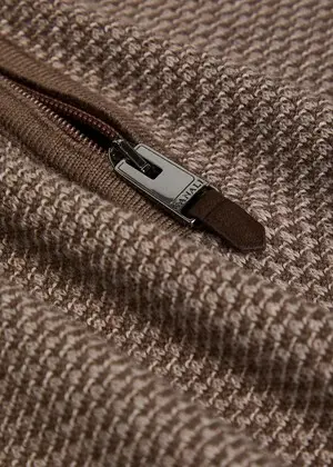 Canali Textured Half-zip Cotton Jumper - Brown