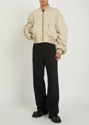 Rick Owens Secchia Reversible Leather Bomber Jacket - Sand