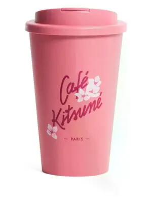 CAFÉ KITSUNÉ Blossom-graphic Travel Mug - Pink