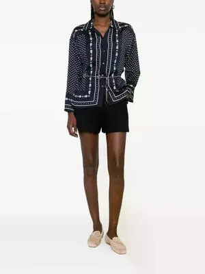 Maje Flowing Printed Shirt With Gold-tone Accents - Blue