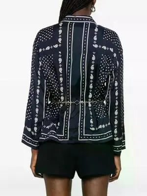 Maje Flowing Printed Shirt With Gold-tone Accents - Blue