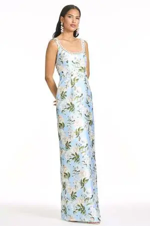 Sachin & Babi Floral Mikado Column Gown