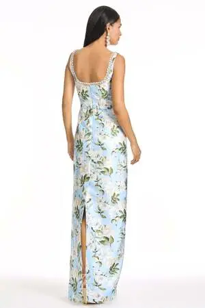 Sachin & Babi Floral Mikado Column Gown