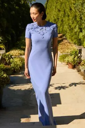 Sachin & Babi Embellished Sheath Gown - Deep Periwinkle