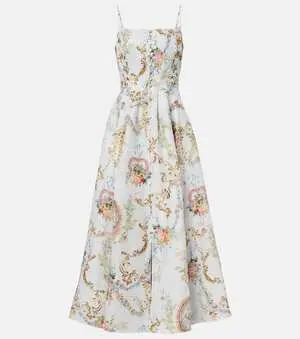 Camilla Printed Linen And Silk Bustier Dress
