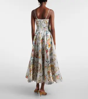 Camilla Printed Linen And Silk Bustier Dress - Multicoloured