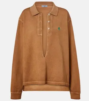 Prada Oversized Cotton Piqué Polo Shirt - Brown