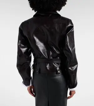 Saint Laurent Belted Leather Biker Jacket