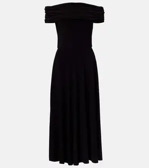 Norma Kamali Draped Off-shoulder Midi Dress