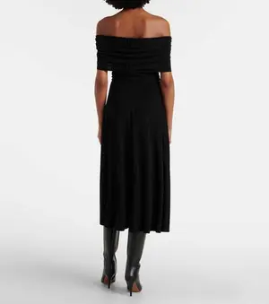 Norma Kamali Draped Off-shoulder Midi Dress