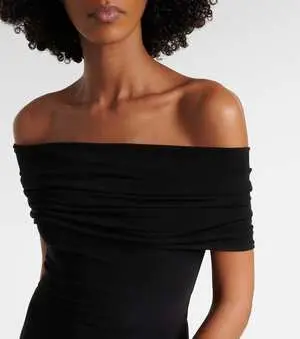 Norma Kamali Draped Off-shoulder Midi Dress