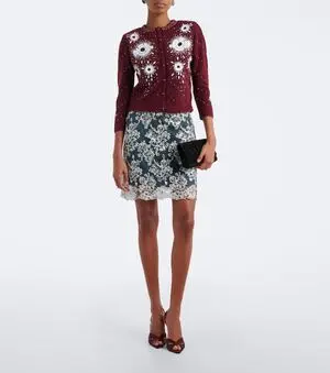 JACQUES WEI Embellished Lace Miniskirt - Brown