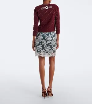 JACQUES WEI Embellished Lace Miniskirt - Brown