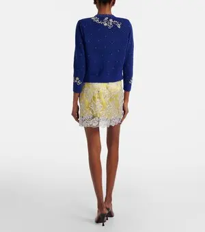 JACQUES WEI Embellished Lace Miniskirt - Yellow