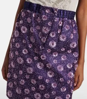 JACQUES WEI Floral Sequined Pencil Skirt