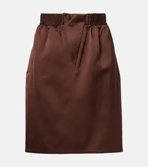 JACQUES WEI Satin Pencil Skirt - Brown