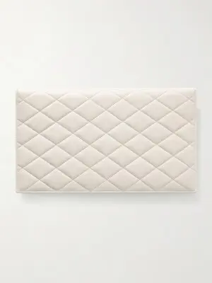 Saint Laurent Matelassé Leather Pouch - Neutrals