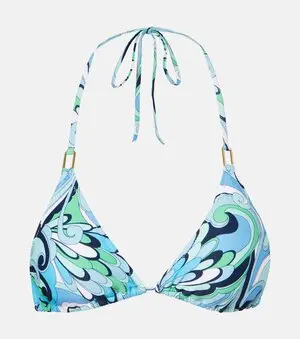 Melissa Odabash Cancun Printed Triangle Bikini Top - Blue
