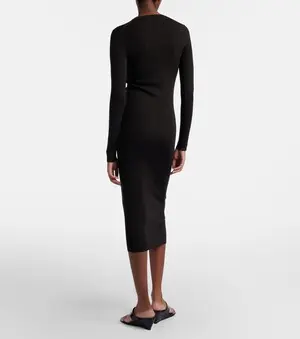 Prada Ribbed-knit Virgin Wool Midi Dress