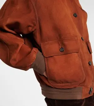 Miu Miu Suede Bomber Jacket - Brown