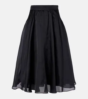 Max Mara Calle Silk Midi Skirt - Black