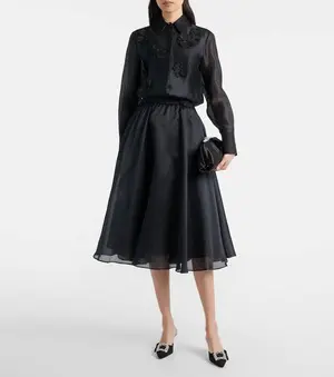 Max Mara Calle Silk Midi Skirt - Black