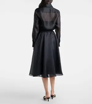 Max Mara Calle Silk Midi Skirt - Black