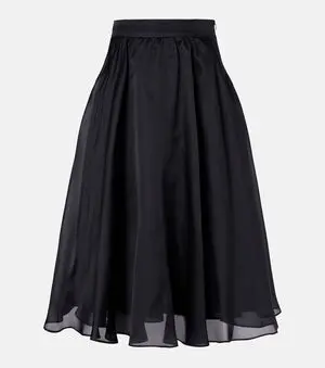 Max Mara Calle Silk Midi Skirt Black