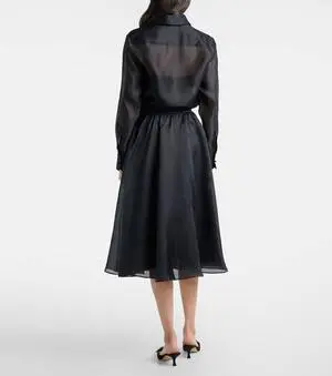 Max Mara Calle Silk Midi Skirt - Black