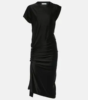 Rabanne Draped Midi Dress Deep Navy - Black