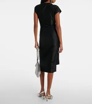 Rabanne Draped Midi Dress Deep Navy - Black
