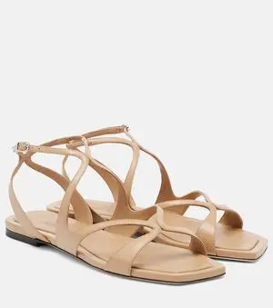 JIMMY CHOO Ayla Leather Sandals - Beige