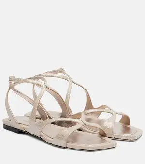 JIMMY CHOO Ayla Leather Sandals - Gold