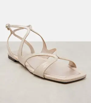 JIMMY CHOO Ayla Leather Sandals - Gold