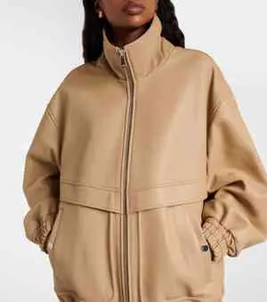 Nour Hammour Beck Leather Bomber Jacket - Beige