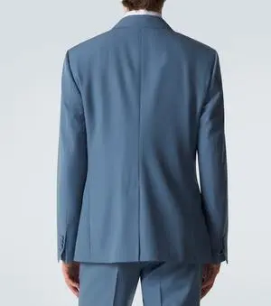Dolce & Gabbana Double-breasted Wool Poplin Suit Jacket - Blue