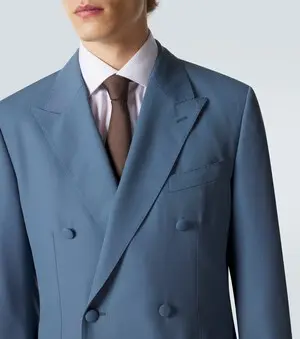 Dolce & Gabbana Double-breasted Wool Poplin Suit Jacket - Blue
