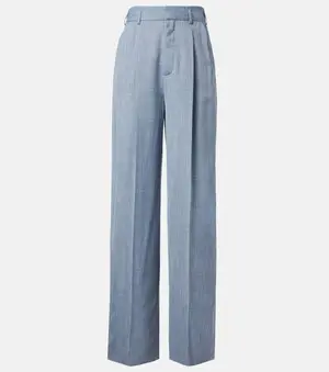 Loro Piana Hector Wool, Silk, And Linen Wide-leg Pants