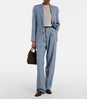 Loro Piana Hector Wool, Silk, And Linen Wide-leg Pants