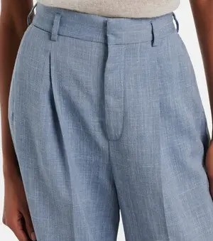 Loro Piana Hector Wool, Silk, And Linen Wide-leg Pants
