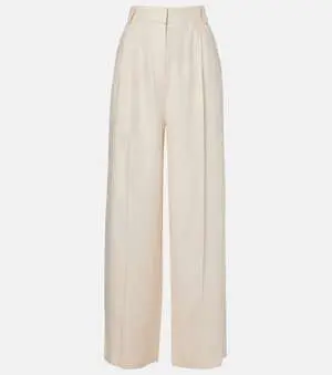 Loro Piana Lodger Linen And Wool Wide-leg Pants - White