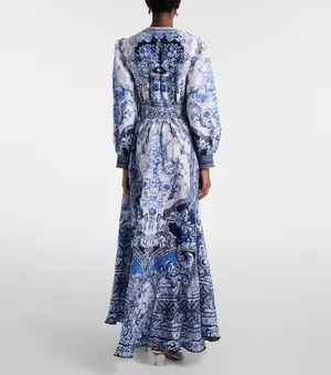 Camilla Printed Linen And Silk Maxi Dress